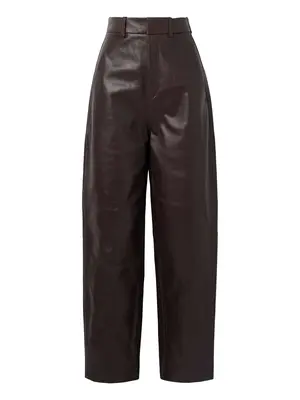 PETAR PETROV Petar Petrov Rowdy Tapered Leather Trousers Chocolate