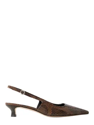 AeydĒ Catrina Snake-effect Slingback Pumps - Brown