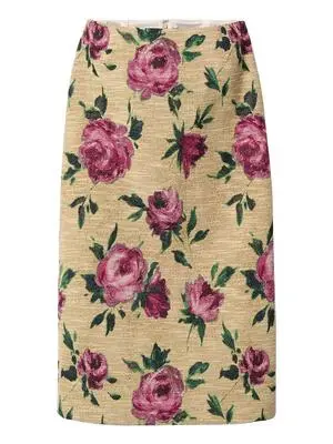 La DoubleJ Pencil Skirt - Roses Light Beige
