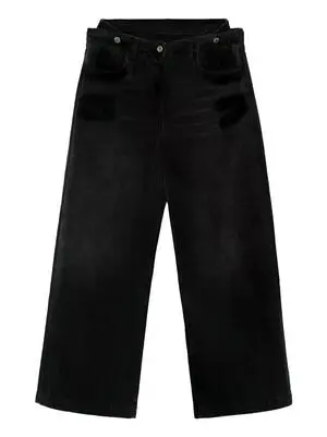 Attico Layered-waist Wide-leg Jeans - Black