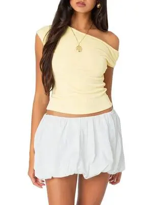 EDIKTED Jett One-shoulder Crop Top - Yellow