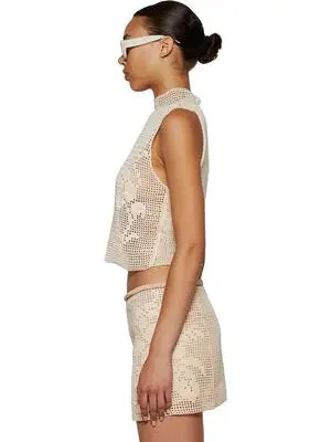 Magda Butrym Crochet Lace Tank Top - Cream