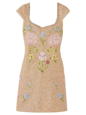 CLIO PEPPIATT Marie Embellished Mini Dress - Gold