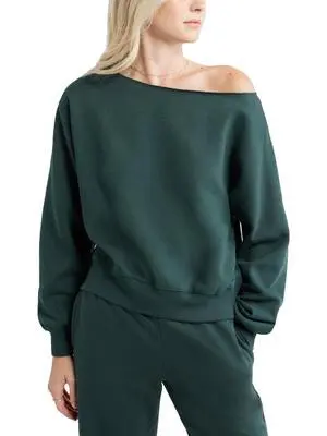 Bp. Fleece Off-the-Shoulder Sweatshirt Green Gables