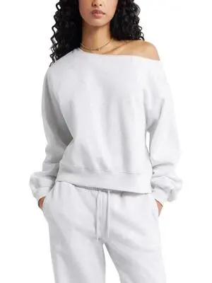 Bp. Fleece Off-the-Shoulder Sweatshirt Grey Fog Heather