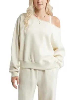Bp. Fleece Off-the-Shoulder Sweatshirt Ivory Dove