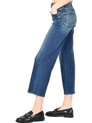 MODERN AMERICAN Savannah High Rise Wide Leg Crop Jeans - Bayou Blue