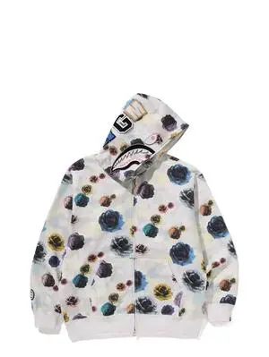 BAPE Floral Camo Shark Relaxed Fit Full Zip Hoodie Ivory