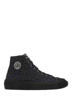 Versace Greca High-top Sneakers - Dark Blue/black
