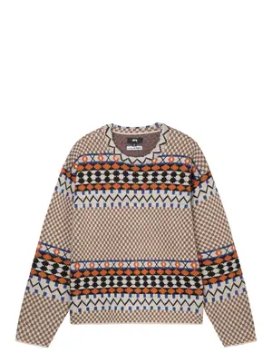 StÜssy Jacquard Knit Crew - Brown