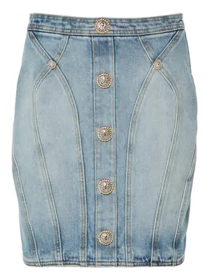 Balmain High-rise Denim Miniskirt - Blue