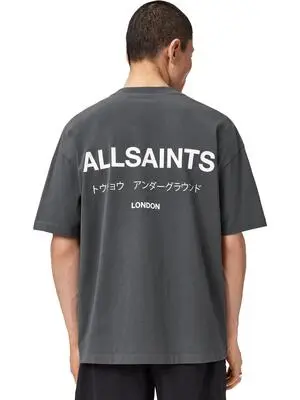 ALLSAINTS Underground Oversized Crew Neck T-shirt - Dark Steel Blue