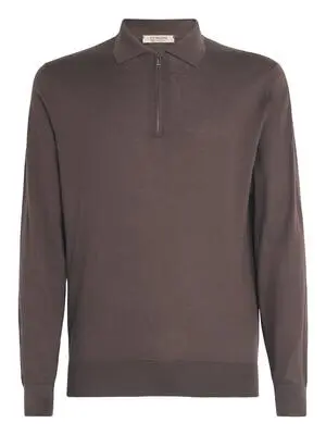 FIORONI CASHMERE Cotton-cashmere Polo Sweater - Brown