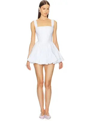 HELSA Poplin Bubble Mini Dress - White