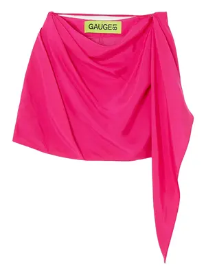 Gauge81 Himeji Draped Silksatin Mini Skirt - Fuchsia