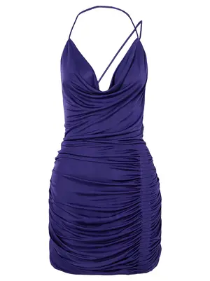 Gauge81 Adana Ruched Mini Dress - Purple