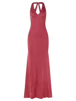LOUISA BALLOU High Sea Open-back Maxi Dress - Burgundy