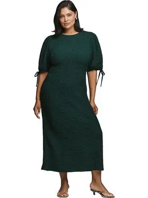 English Factory Short-sleeve Textured Midi Dress - Green