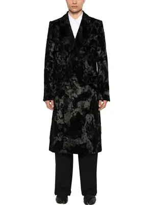 MAISON MARGIELA Patterned Jacquard Faux-fur Coat - Black