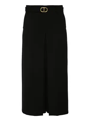 TWINSET Belted Wide Leg Trousers - Black