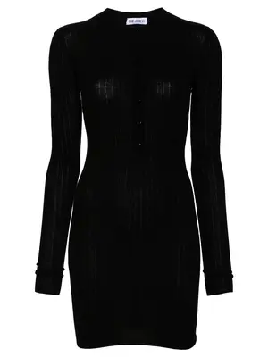 Attico The Attico Ribbed-Knit Mini Dress Black
