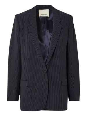 Isabel Marant Omelia Pinstriped Crepe Blazer - Blue