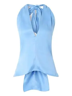Magda Butrym Silk-satin Halterneck Top - Blue