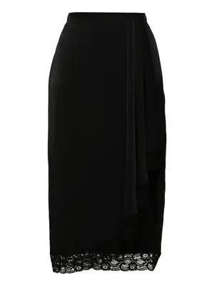 Blumarine Asymmetric Lace Skirt - Black