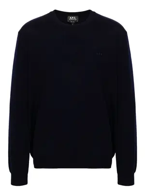 A.p.c. Logo-embroidered Sweater - Blue