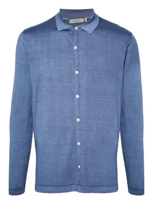 Canali Polo-collar Cardigan - Blue
