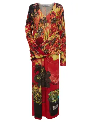 JW Anderson Drape-front Asymmetric Maxi Dress - Red