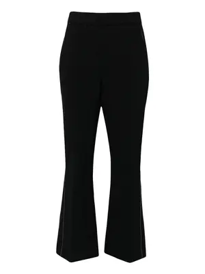 Victoria Beckham Contrast-stitching Flared Trousers - Black