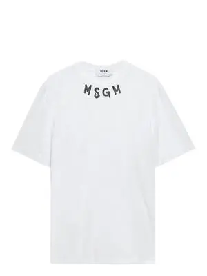 MSGM Brushstroke-logo T-shirt - White