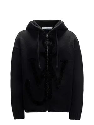 JW Anderson Anchor-logo Zip Hoodie - Black