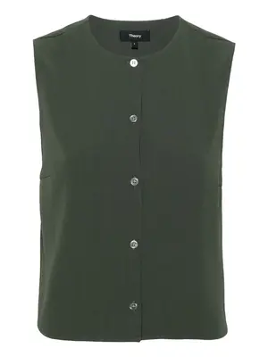 Theory Striped Crepe Vest - Green