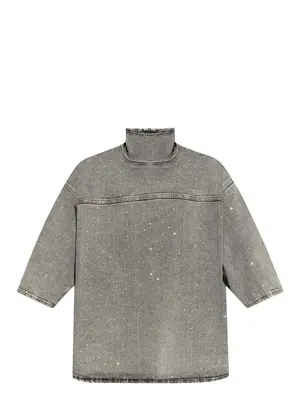Fabiana Filippi Rhinestone-embellished Denim Top - Grey