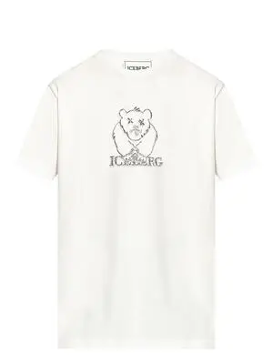 Iceberg Bear Embroidery T-shirt - Black