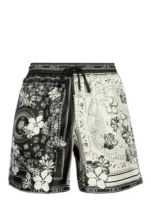 Amiri Bandana Floral Silk Shorts - Black