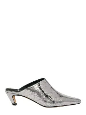 MSGM Metallic Leather Mules - Silver