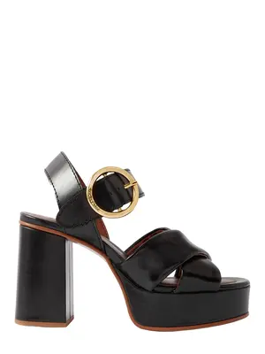 See By Chloé Lyna Leather Platform Sandals - Black