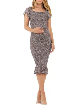 RIPE MATERNITY Cyprus Shirred Dress - Black