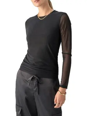 Sanctuary Perfect Mesh Long Sleeve T-shirt - Black