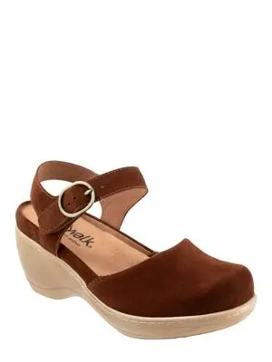 Softwalk Mabelle Platform Clog - Chestnut Suede