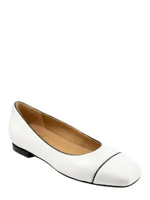 Trotters Harbor Cap Toe Flat - White