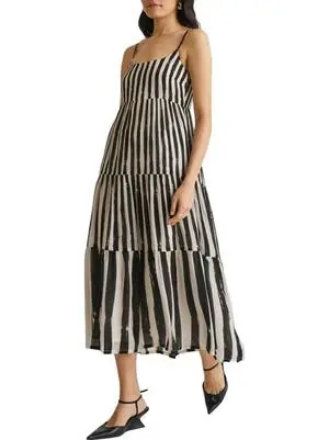 REISTOR Strappy Tiered Maxi Dress - Black/off-white