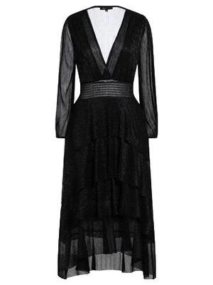Maje Metallic Lightweight Knit Asymmetric Midi Dress - Black