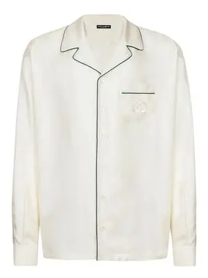Dolce & Gabbana Silk Twill Shirt With Dg Embroidery - White