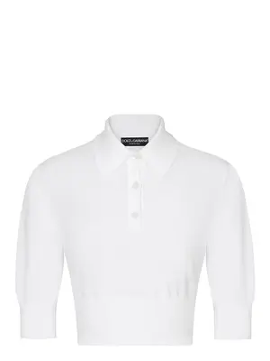 Dolce & Gabbana Cotton And Silk Cropped Polo-shirt - White