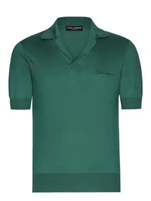 Dolce & Gabbana Silk Polo-shirt With Embroidery - Green