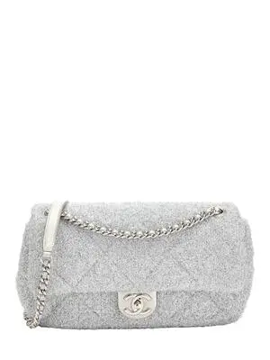 CHANEL Knit Pluto Glitter Classic Flap Medium
